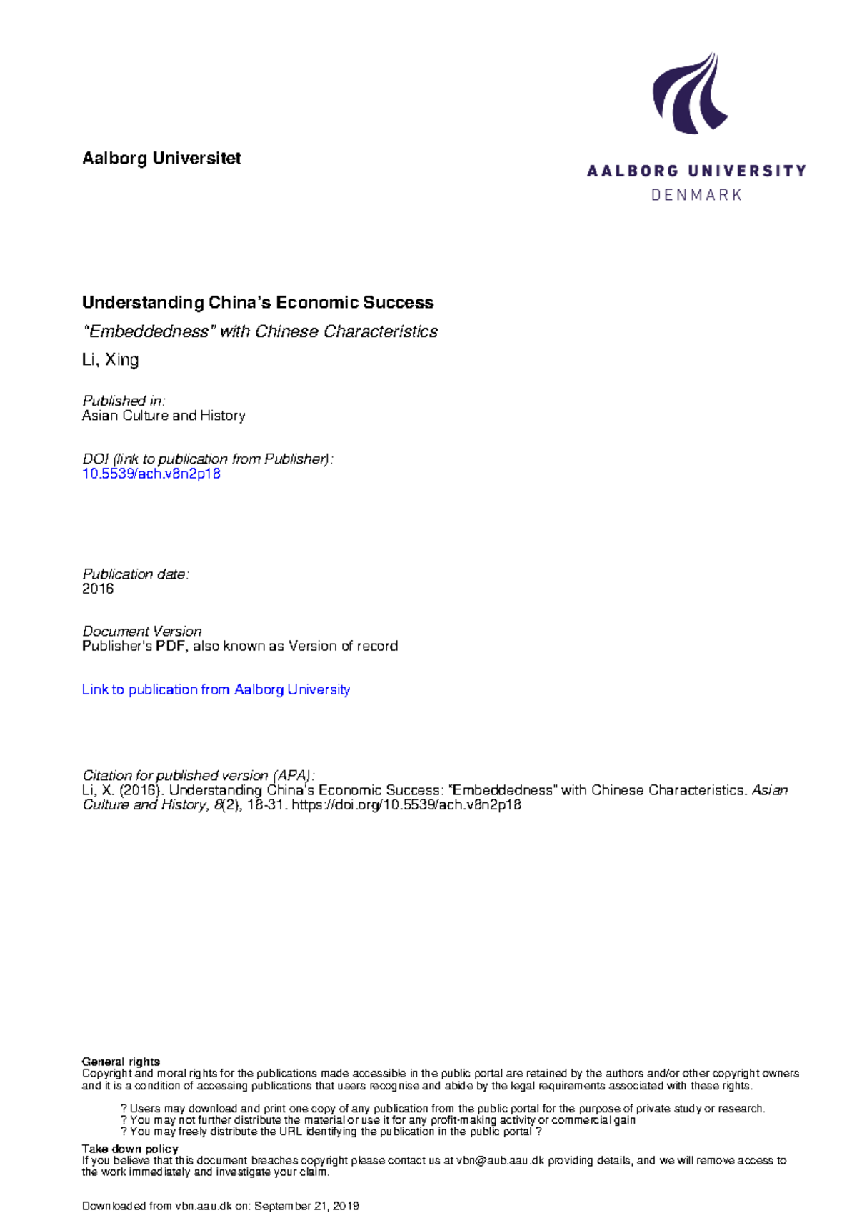Understanding China’s Economic Success - Aalborg Universitet ...