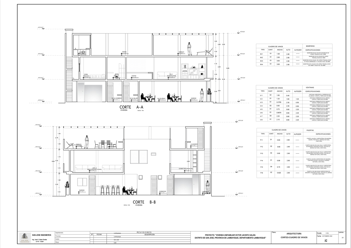 A2-A - PLANOS - NPT+6. NPT+2. NPT+0. NPT+6. NPT+2. NPT+0. CORTE B-B ESCALA : 1/50 VIVIENDA ...