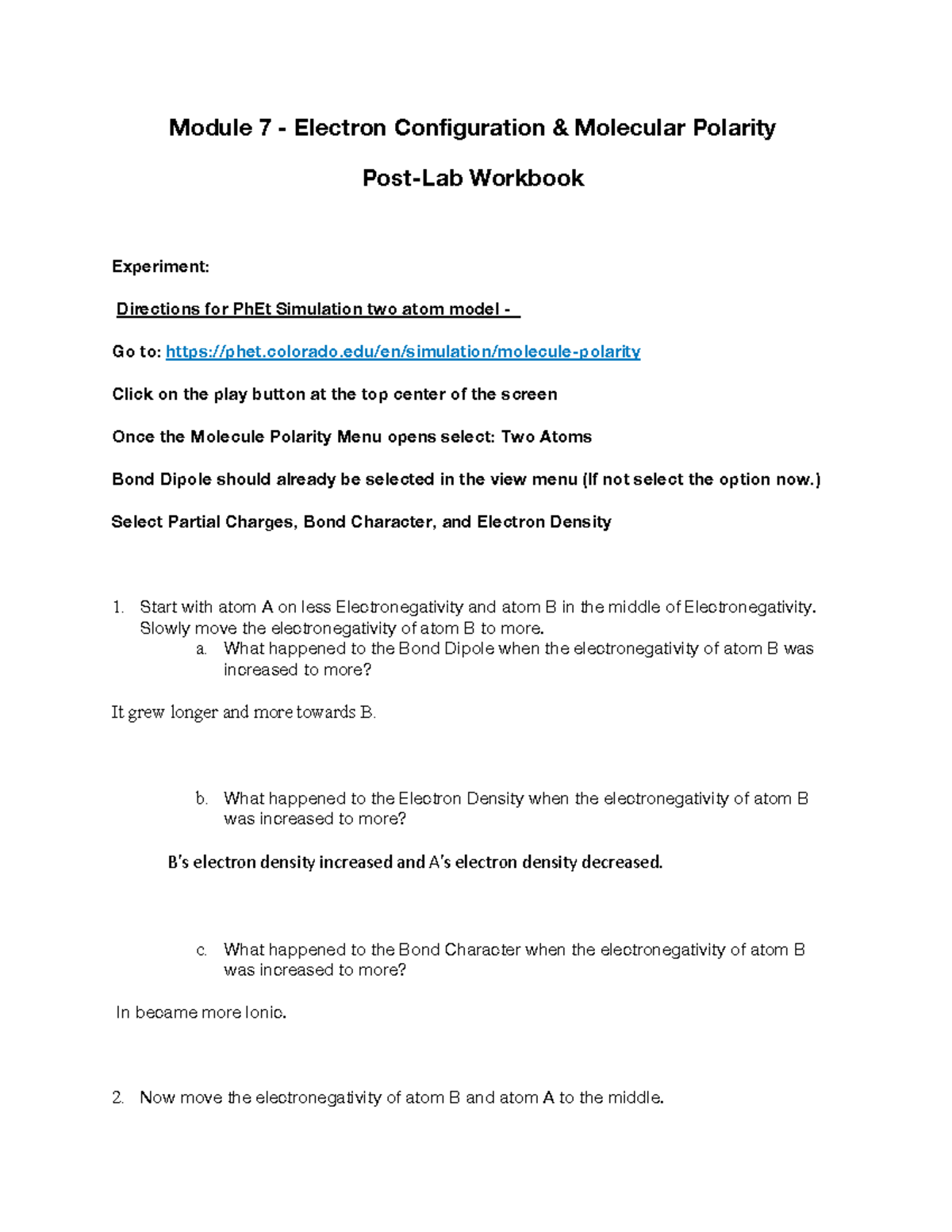 Module 7 practice - Module 7 - Electron Configuration & Molecular ...