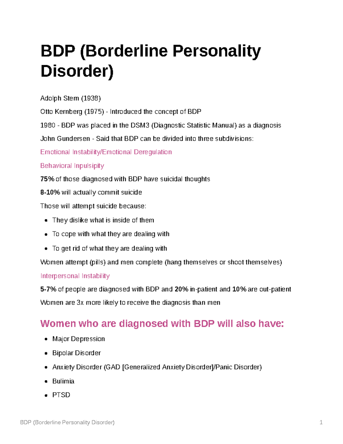BDP (Borderline Personality Disorder) - BDP (Borderline Personality ...