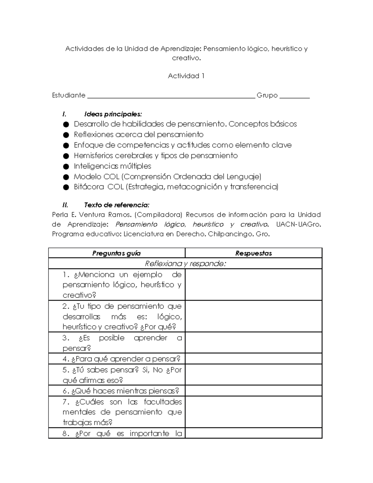Actividad 1 Conceptos básicos 1 - Actividades de la Unidad de Aprendizaje: Pensamiento lógico ...