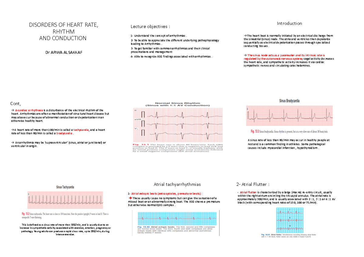 Arrhythmias - 2 - To be able to appreciate the different underlying ...