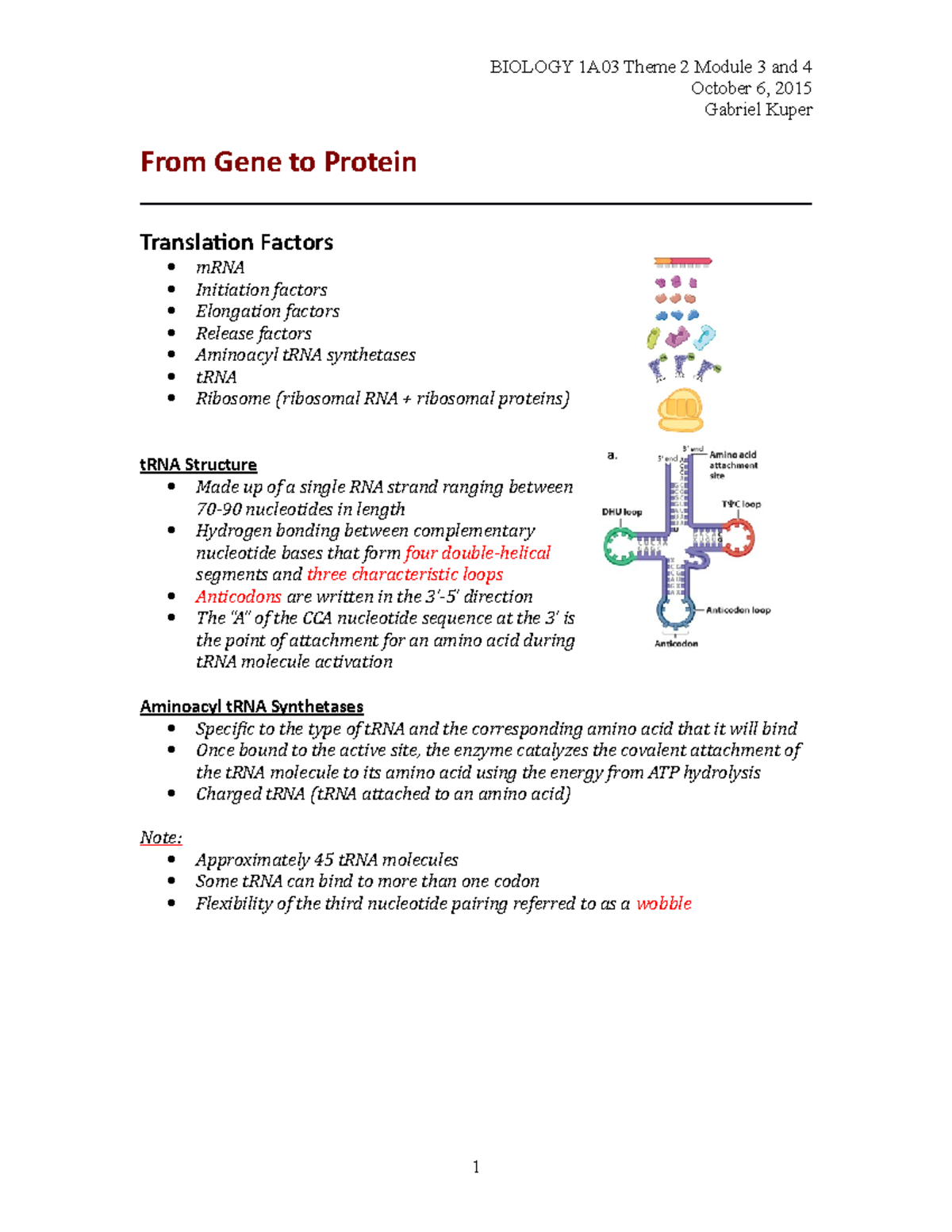 Theme 2 Module 3 and 4 - BIOLOGY 1A03 Theme 2 Module 3 and 4 October 6 ...