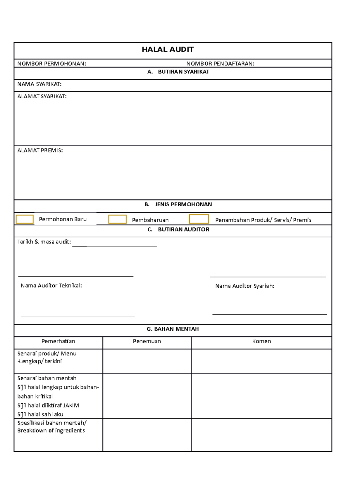 ISH100 Audit - Useful. - NOMBOR PERMOHONAN: NOMBOR PENDAFTARAN: A ...