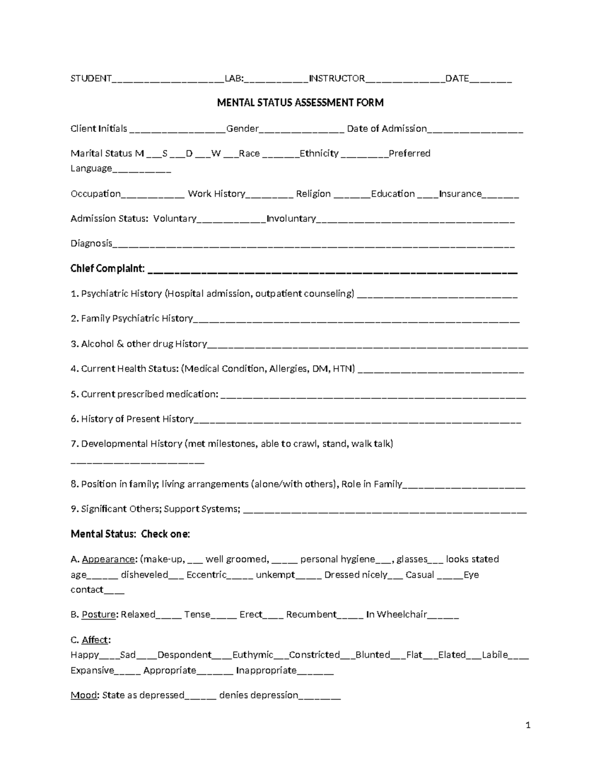 Mental Status Form 2021 - STUDENT_____________________LAB ...
