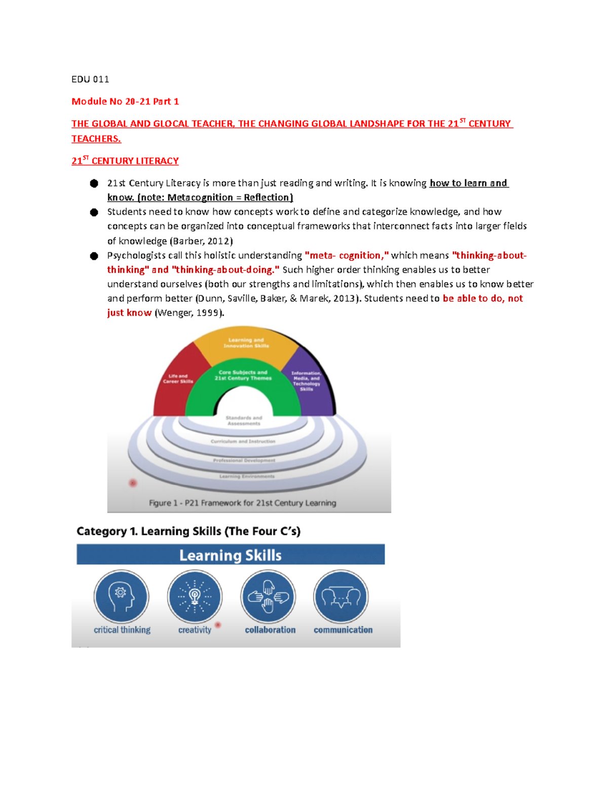 EDU 011 Reviewer DAY 20 21 - EDU 011 Module No 20-21 Part 1 THE GLOBAL ...