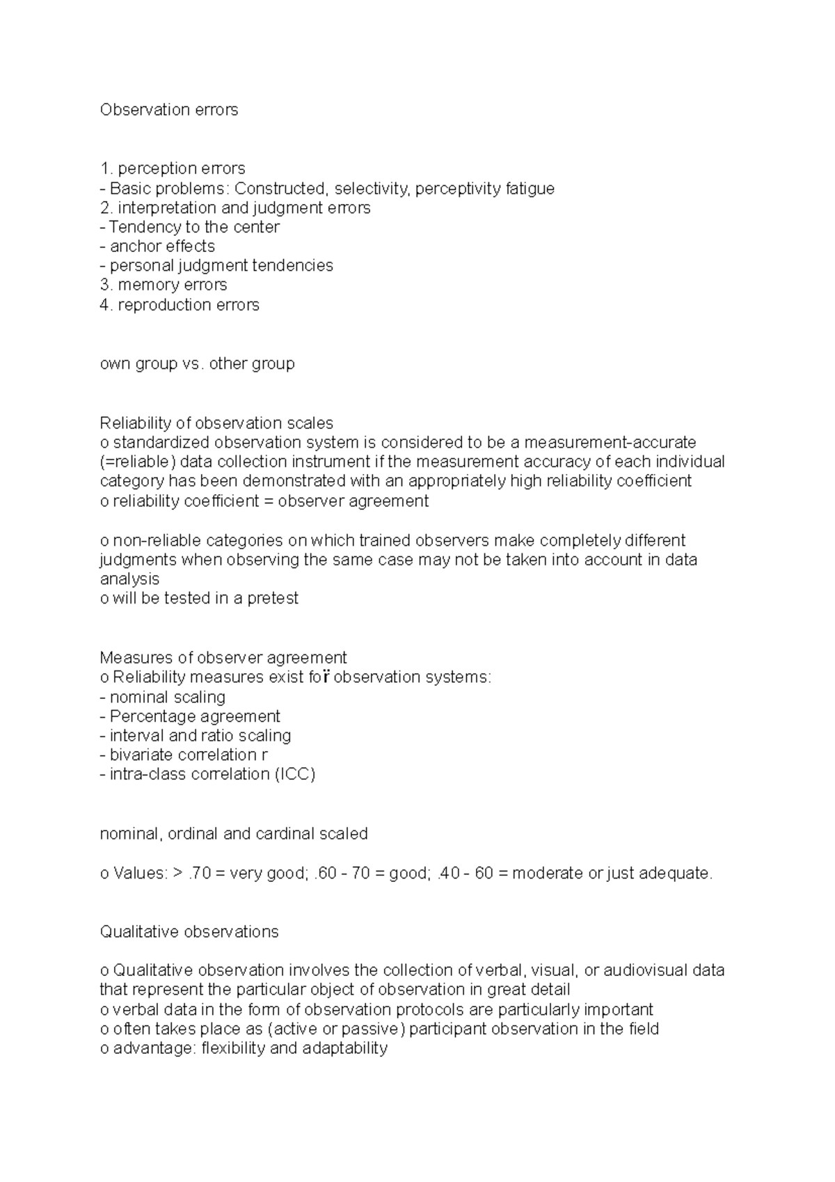 Observation errors - Cognitive Psychology - Observation errors perception errors Basic problems ...