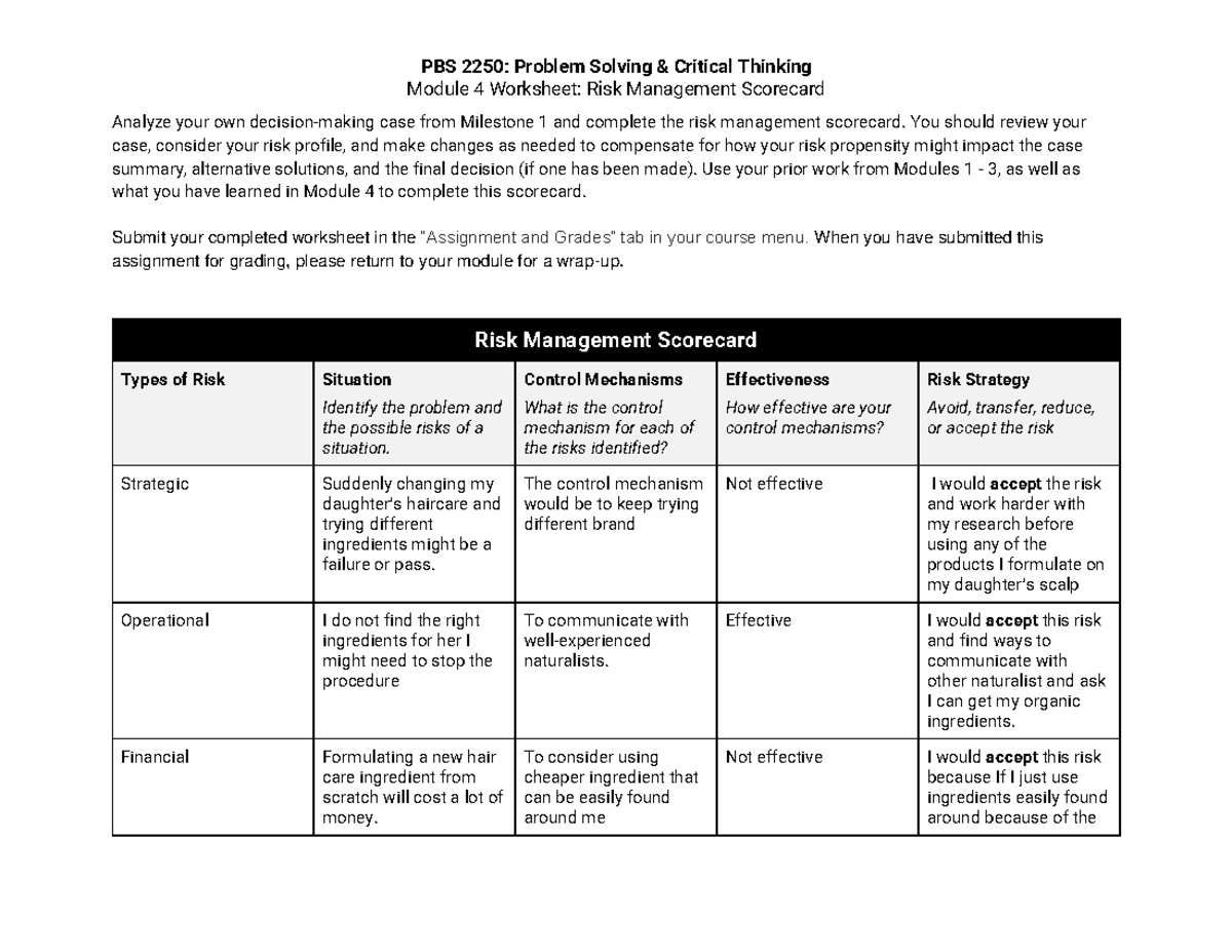Annotated-PBS 2250 Mod 4 Worksheet - PBS 2250: Problem Solving ...