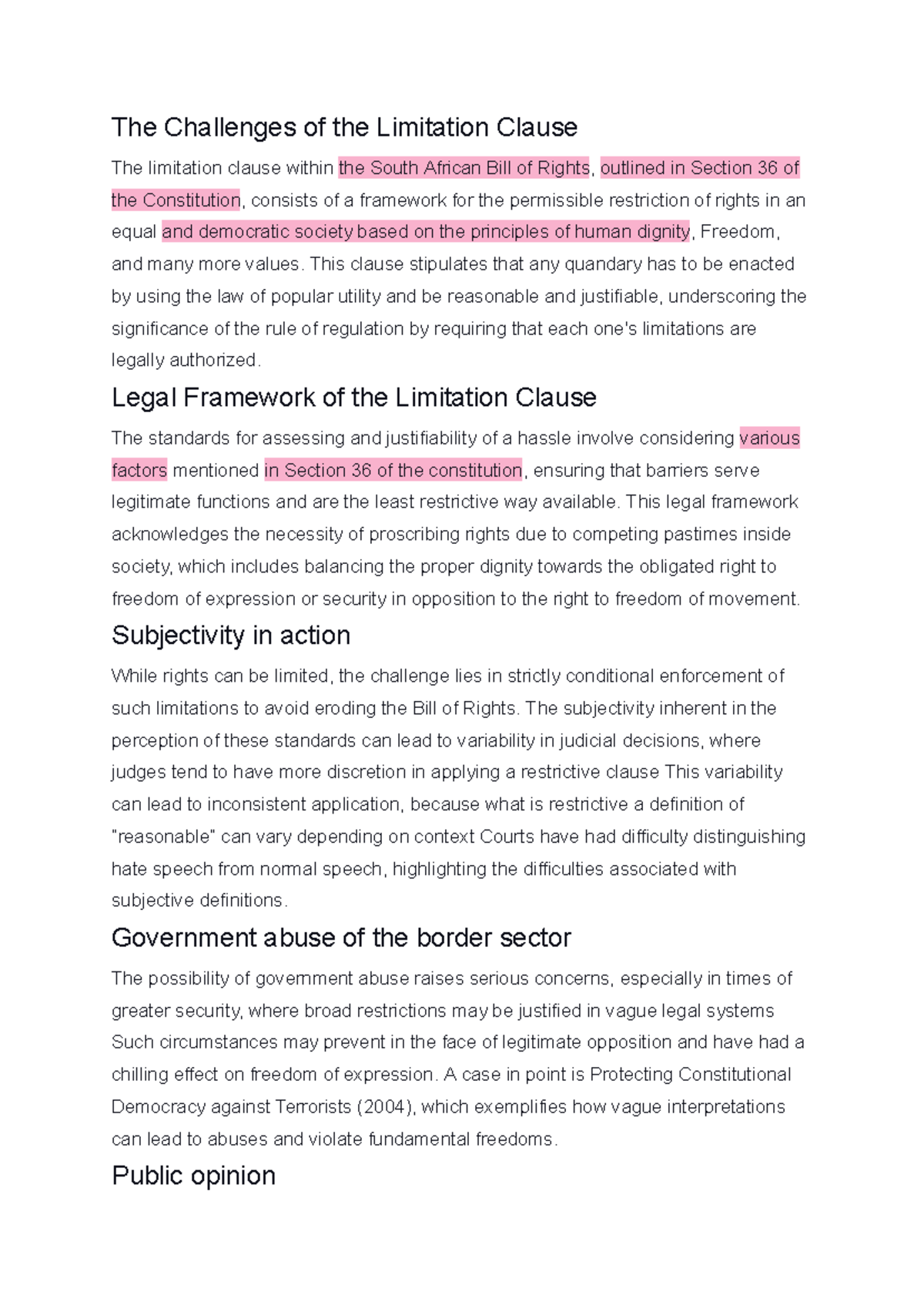 Pad 122 Essay assignment - The Challenges of the Limitation Clause The ...