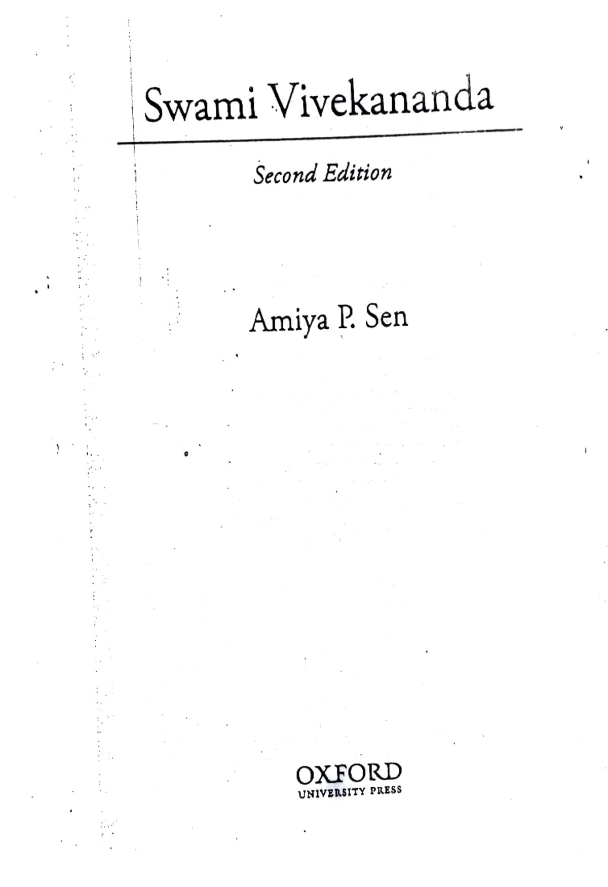 Vivekanand - Swami Vivekananda Second Edition Amiya P. Sen OXFORD ...