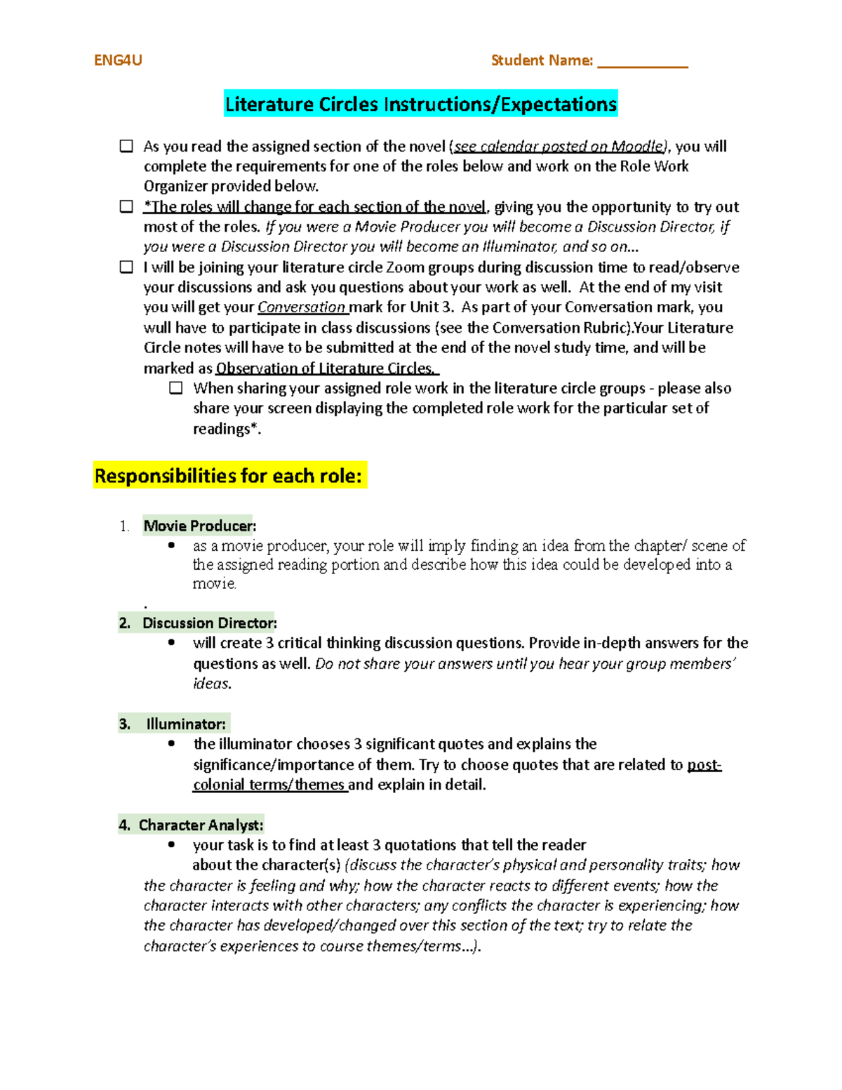 Literature Circles Instructions- One Native Life - Literature Circles ...