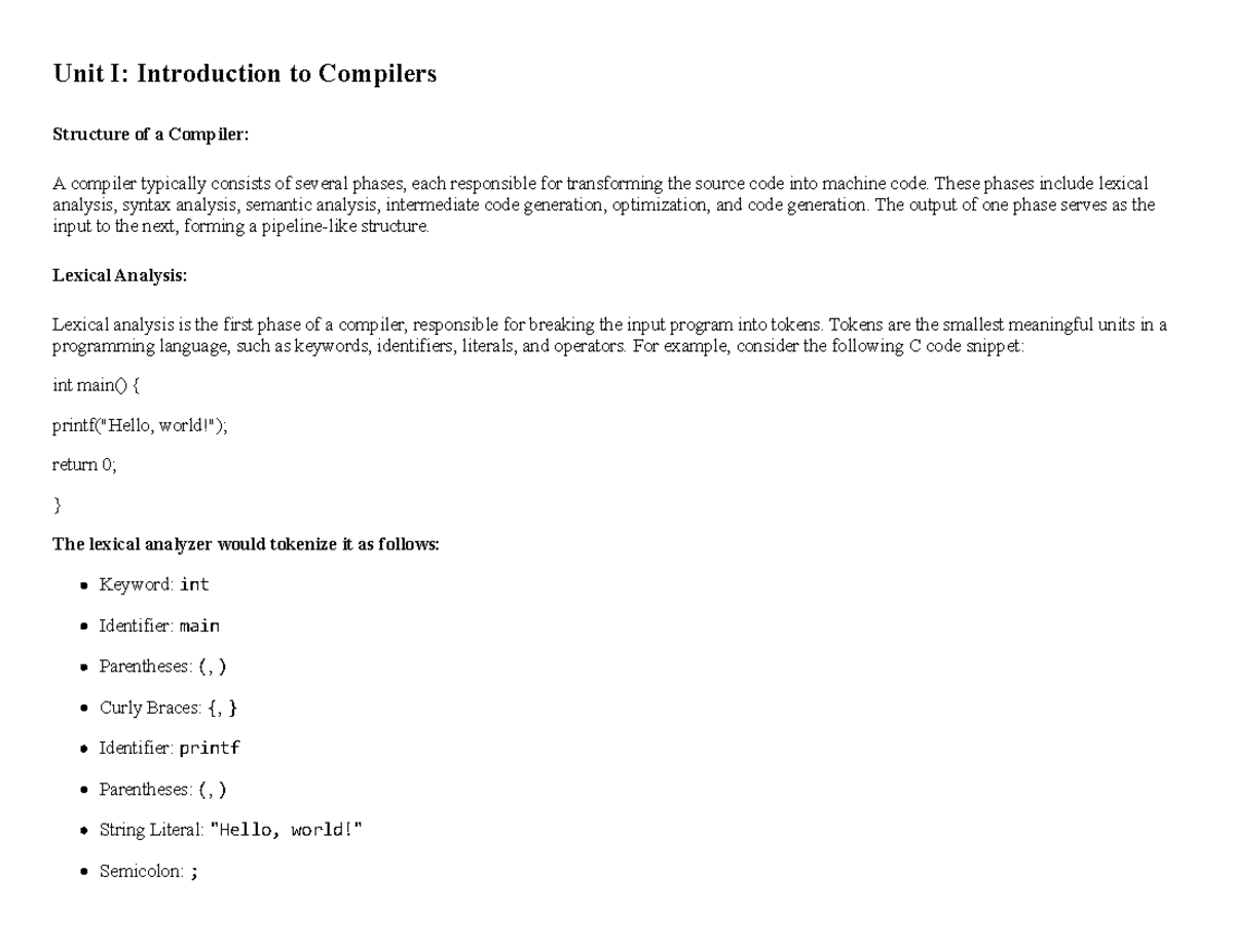 Cd module 1 3 5 - lecture notes for b.tech(cse) 6th semester - Unit I ...