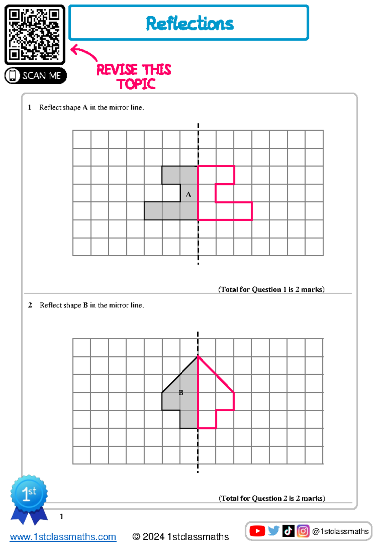Reflections Edexcel Solutions: Geometry Transformation Questions - 1 ...