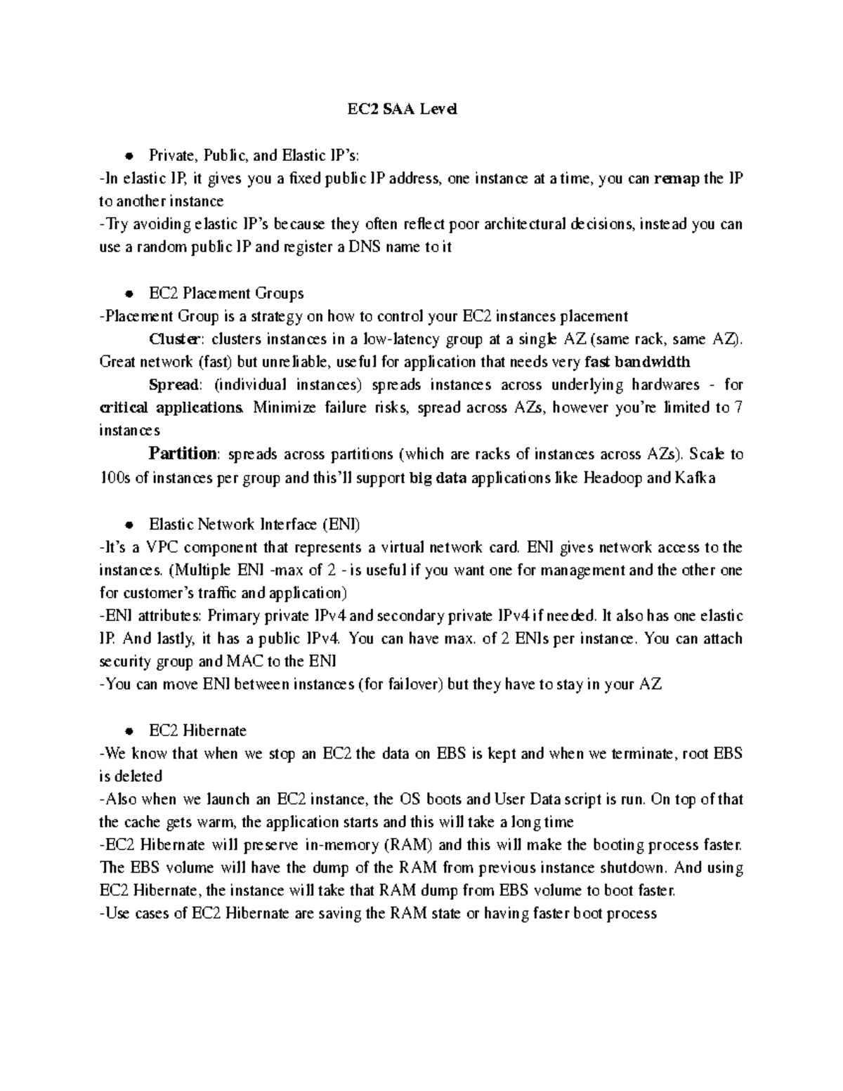 Solutions Architect Notes - Google Docs - EC2 SAA Level Private, Public ...
