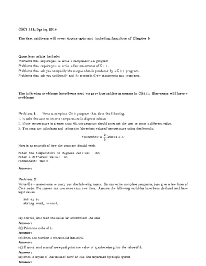 Prac2Sol - Introduction To Algorithmic Problem- Solving CSCI 111 - Problem 1 Write the besttitle ...