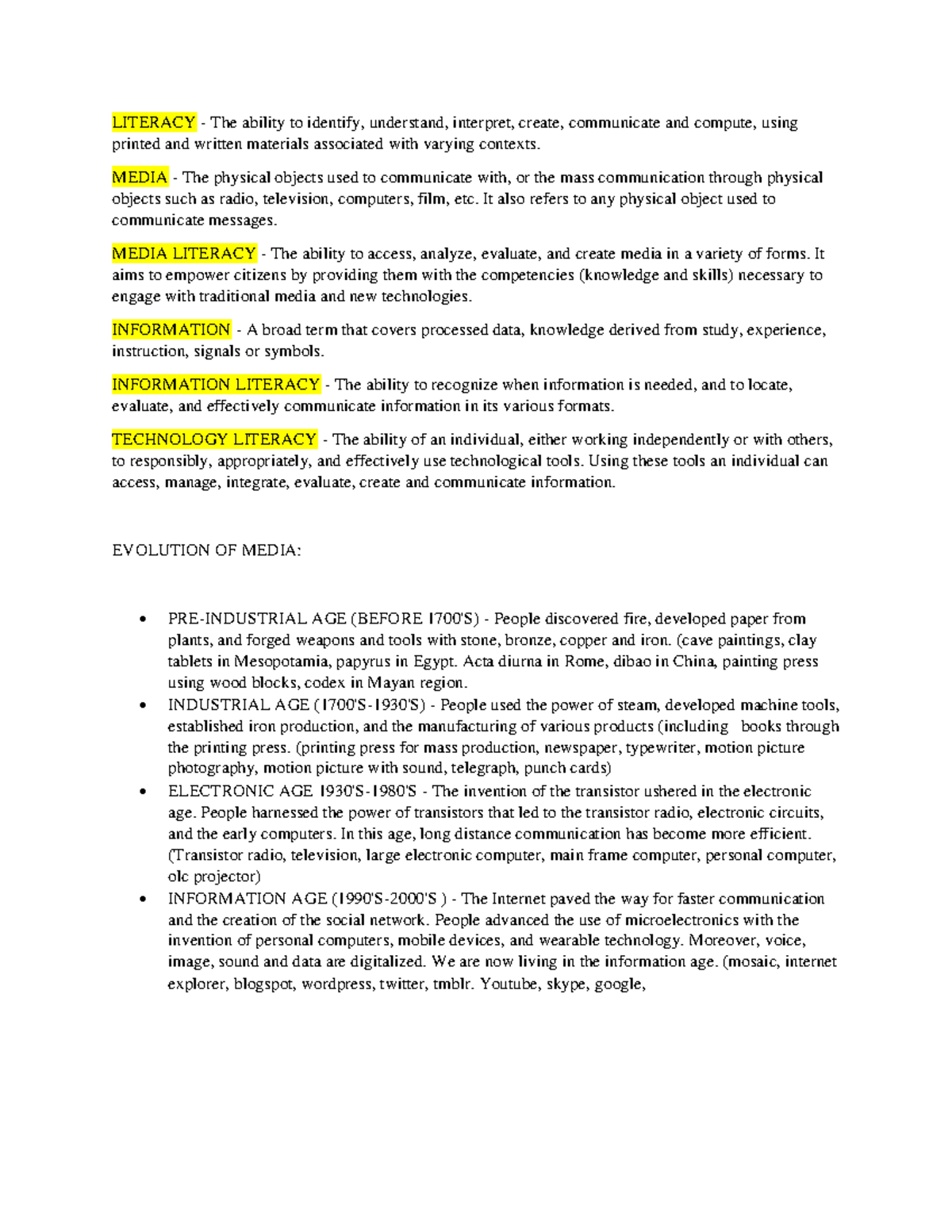 Literacy - Reviewer and notes - LITERACY - The ability to identify ...