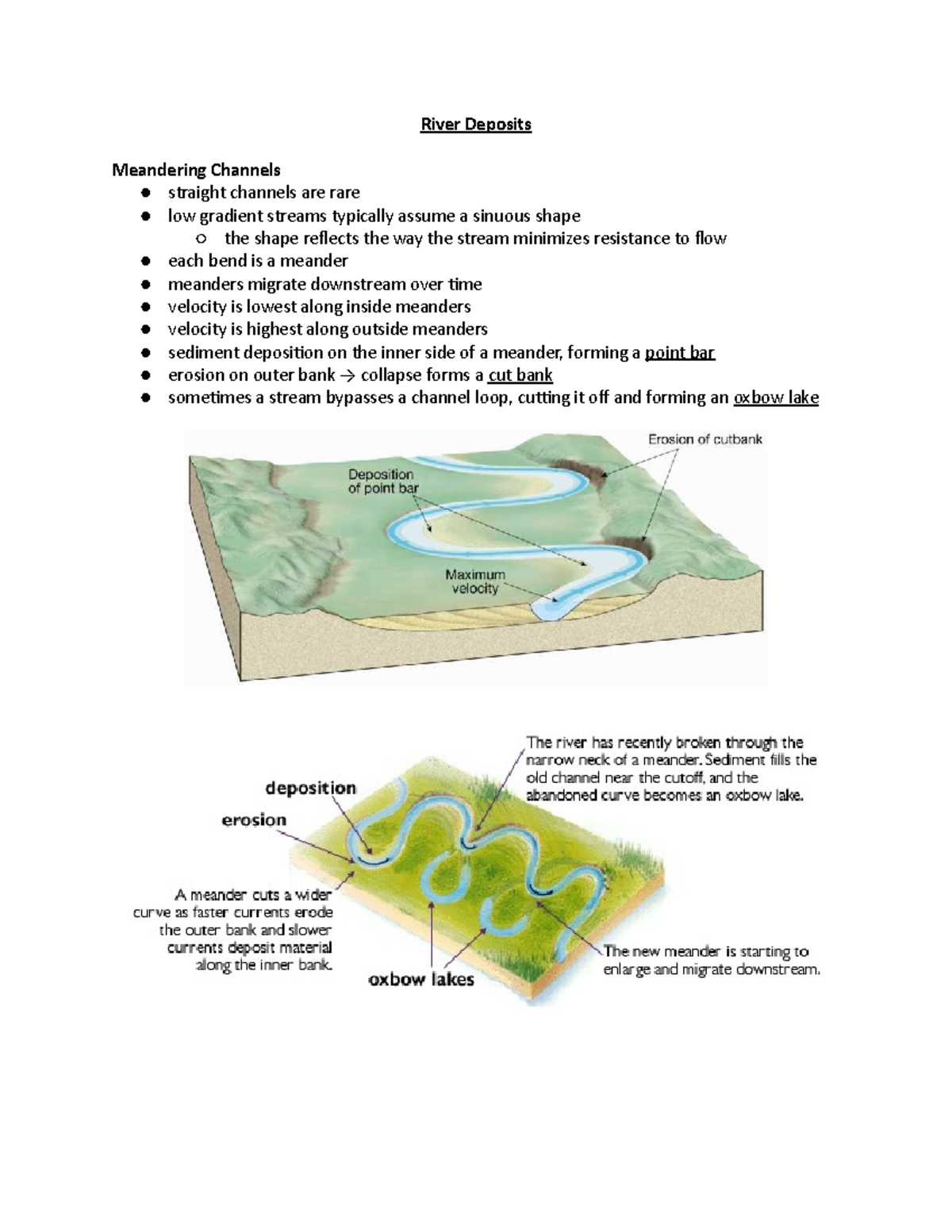 21. River Deposits - River Deposits Meandering Channels straight ...