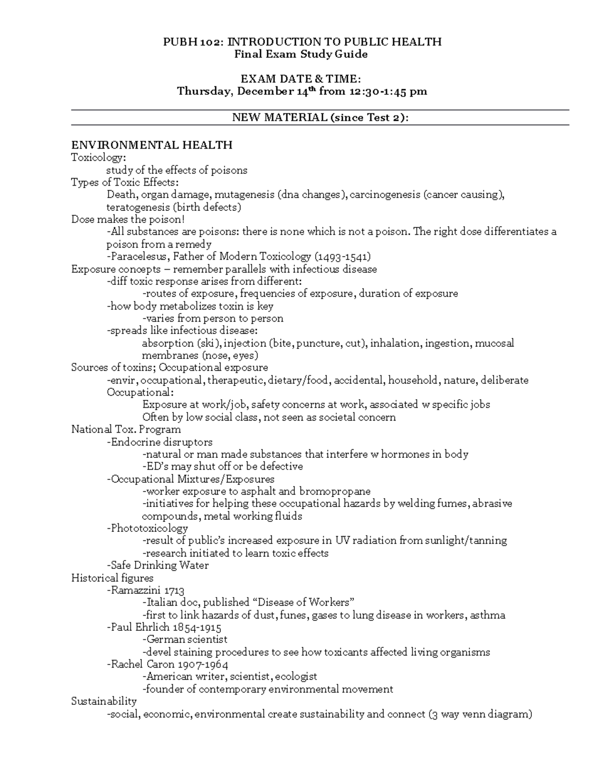 PUBH 302 Final - PUBH 102: INTRODUCTION TO PUBLIC HEALTH Final Exam ...