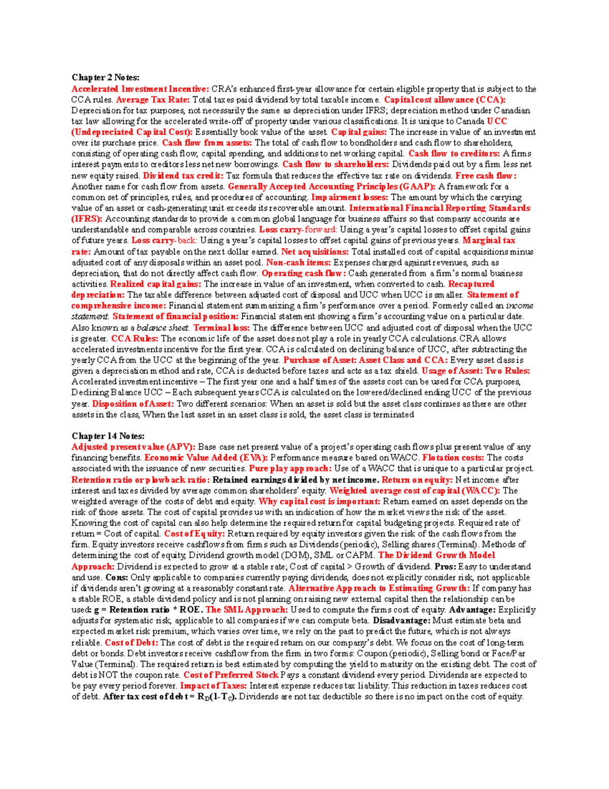Finance Cheat Sheet - Chapter 2 Notes: Accelerated Investment Incentive ...