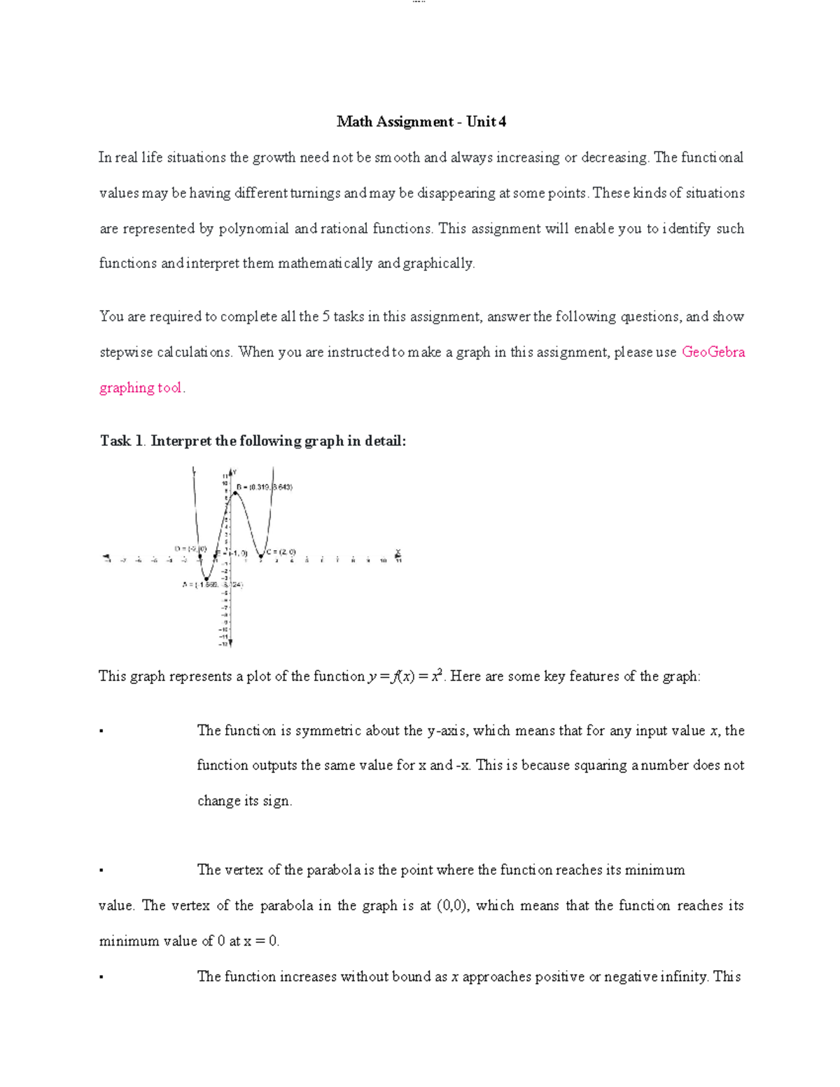 WA U4 - writing assignment unit 4 - Math Assignment - Unit 4 In real life situations the growth ...