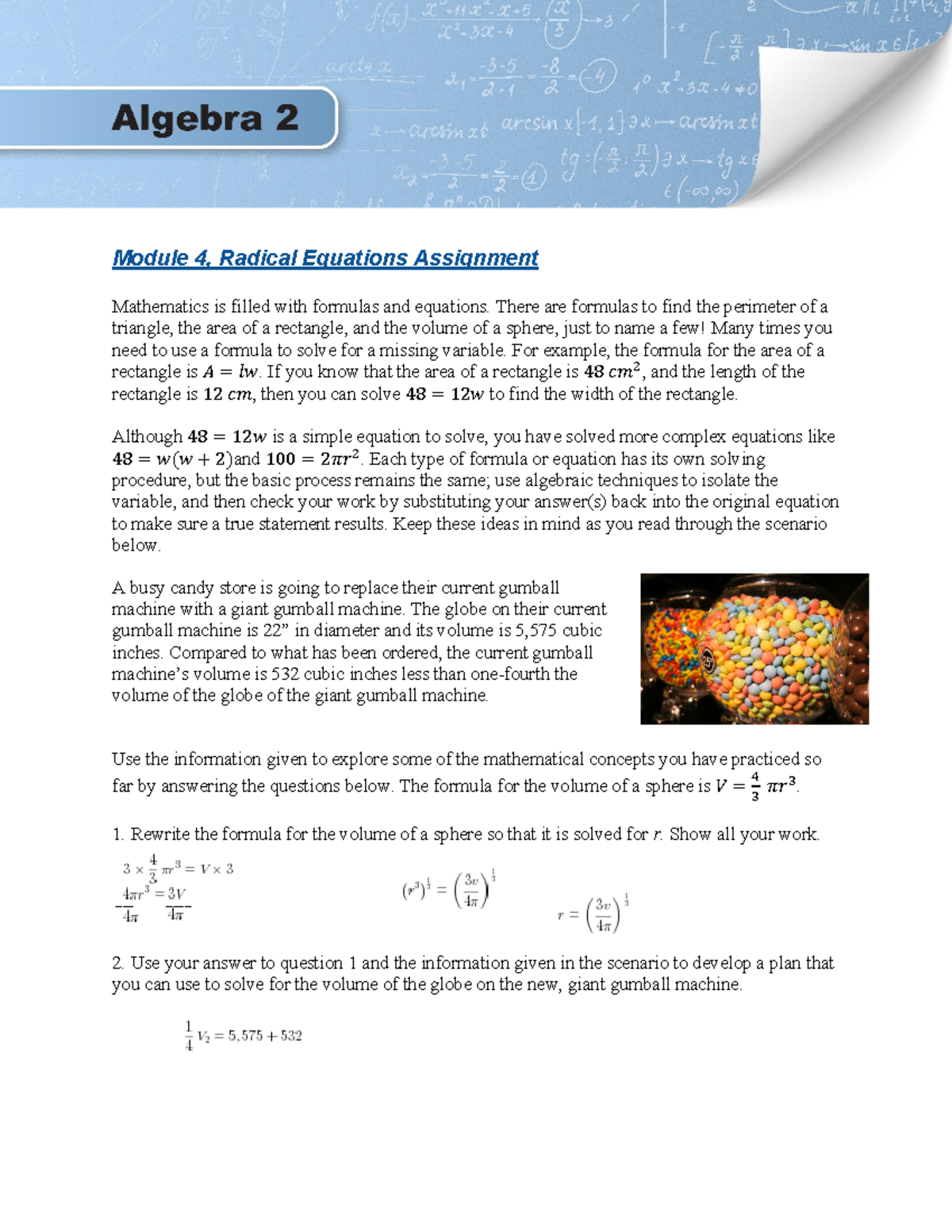 Kami Export - Alg2 M4 4 - Math Assingment - Module 4, Radical Equations Assignment Mathematics ...