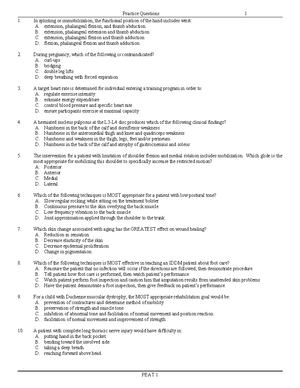 Scorebuilders 1 - Practice test - A physical therapist reviews the ...
