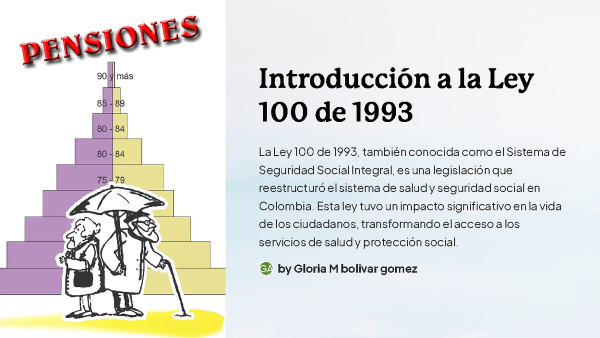 Introduccion a la Ley 100 de 1993 - Introducción a la Ley 100 de 1993 La Ley 100 de 1993 ...