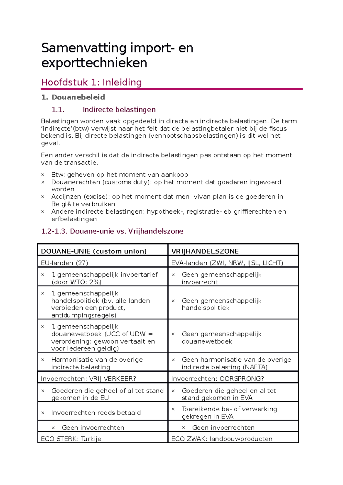 Samenvatting Import EN Export x - Samenvatting import- en exporttechnieken Hoofdstuk 1 ...
