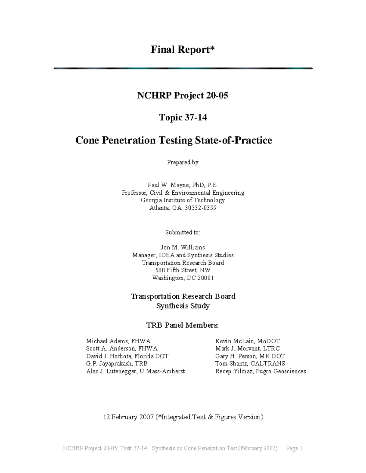 568ed9f4ea12a-Mayne 2007 Nchrp Synthesis on CPT - Final Report* NCHRP ...