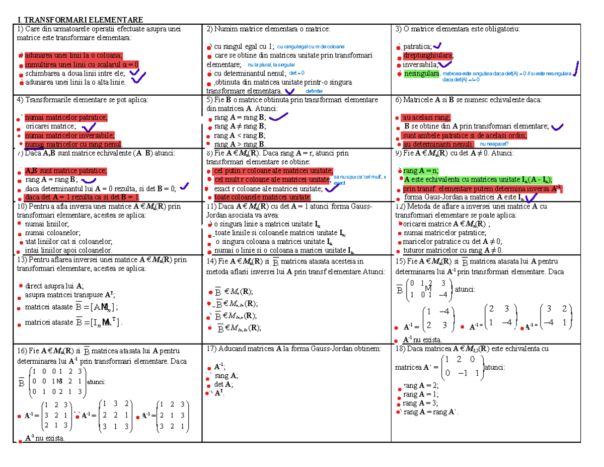 Grile MAE, cu solutii - I. TRANSFORMARI ELEMENTARE Care din urmatoarele ...