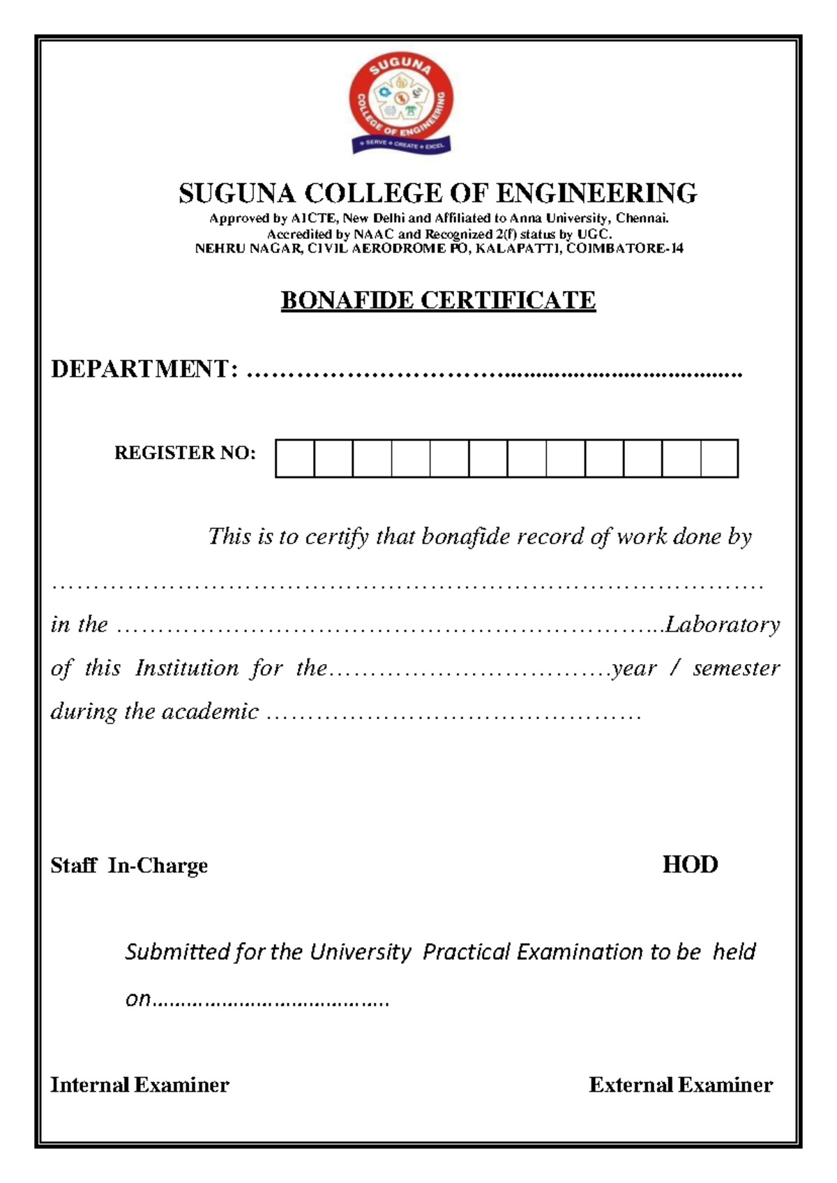 Cs3311 Ds Lab Dsa Program 1 Suguna College Of Engineering Approved By Aicte New Delhi And 