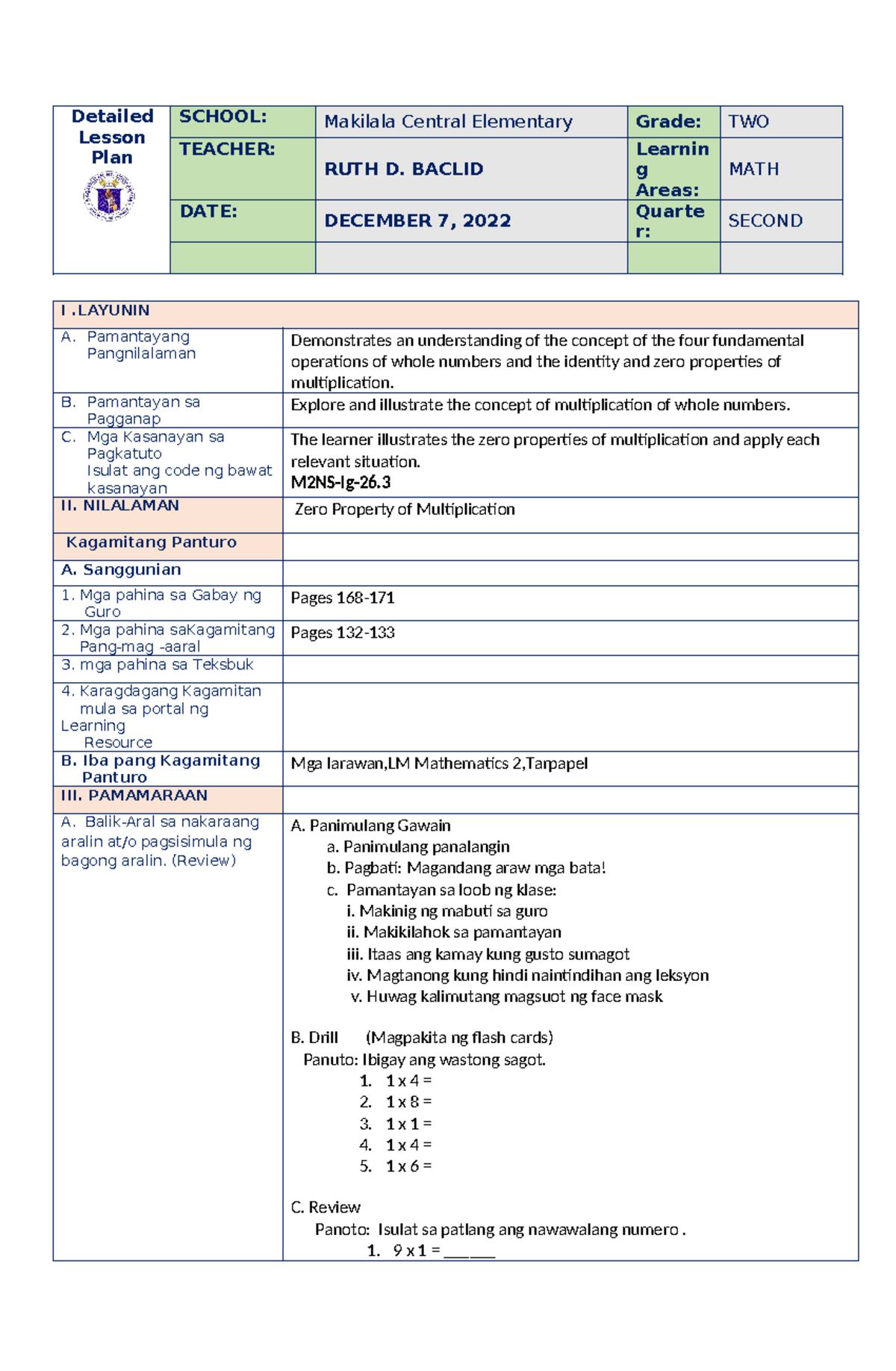 Grade-2-COT- Mathematics-Q2 - Detailed Lesson Plan SCHOOL: Makilala ...