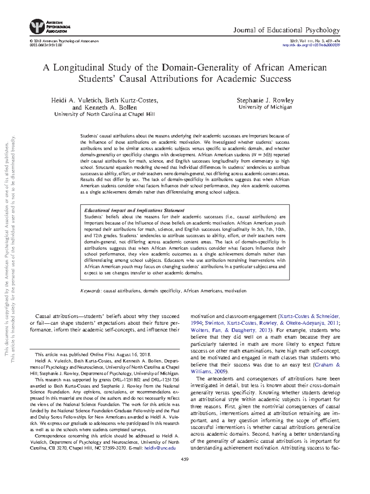 Vuletich et al 2019 - sdgfshdjdgj - A Longitudinal Study of the Domain ...