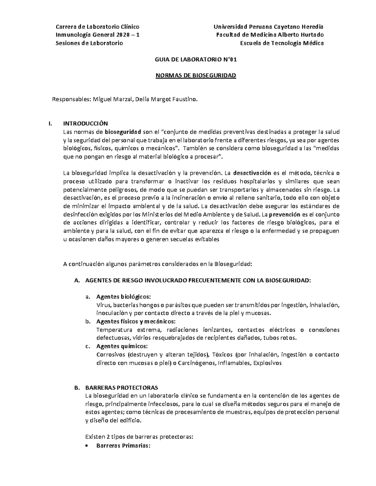 LAB1 Guia Normas de Bioseguridad - Warning: TT: undefined function: 32 Warning: TT: undefined ...