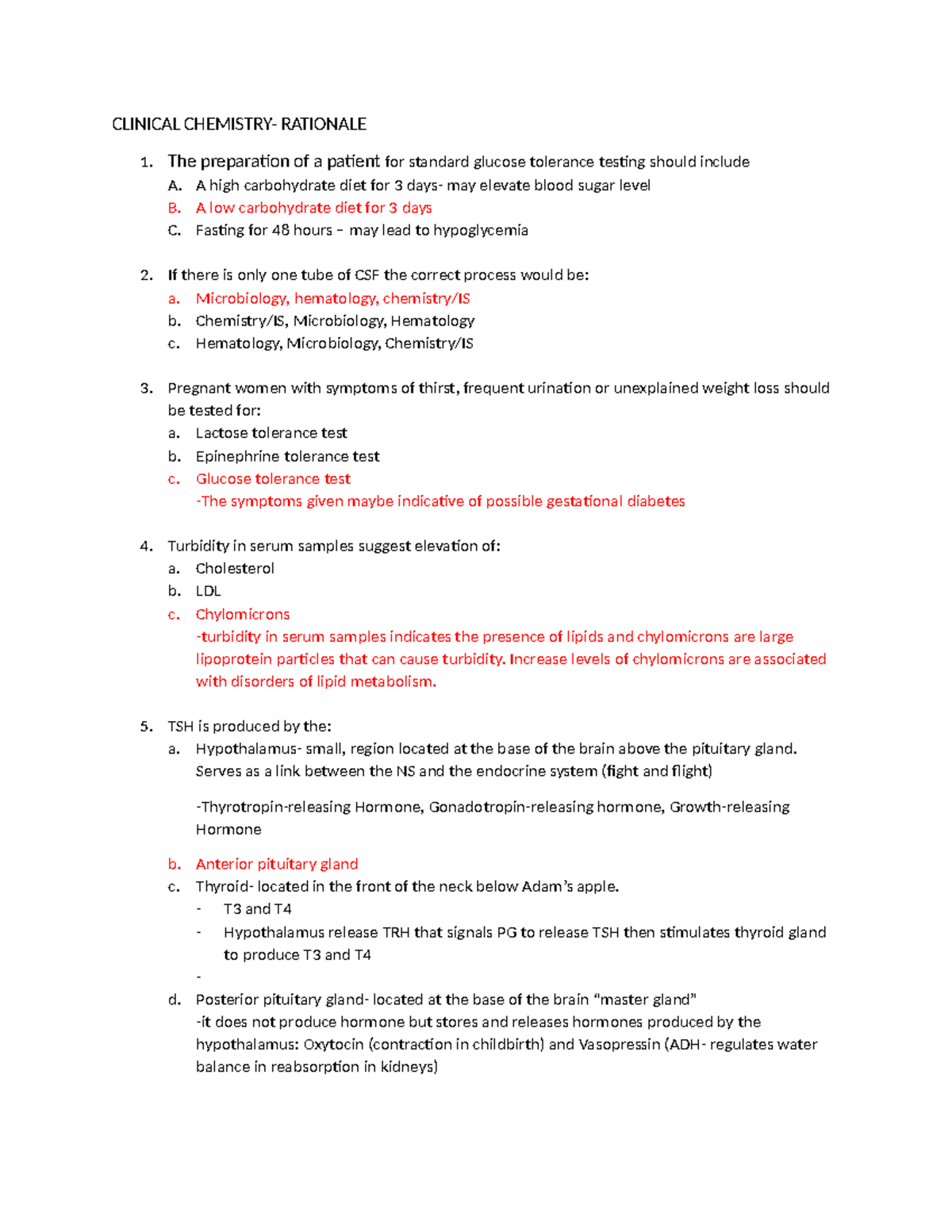 1 Clinical Chemistry Rationale - CLINICAL CHEMISTRY- RATIONALE 1. The ...