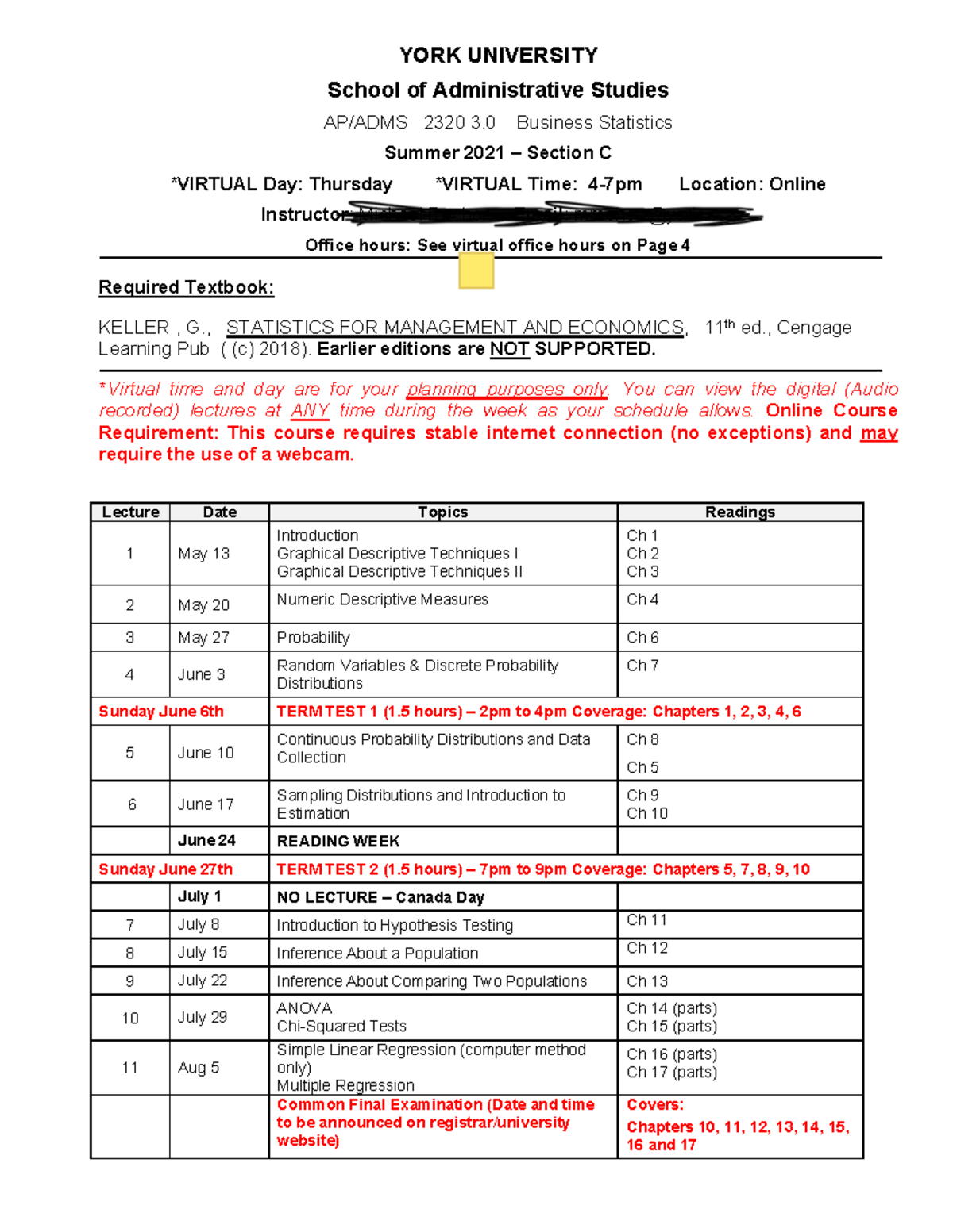 ADMS 2320 coure outline Fall 2021/22 - ADMS 2320 - Yorku - Studocu
