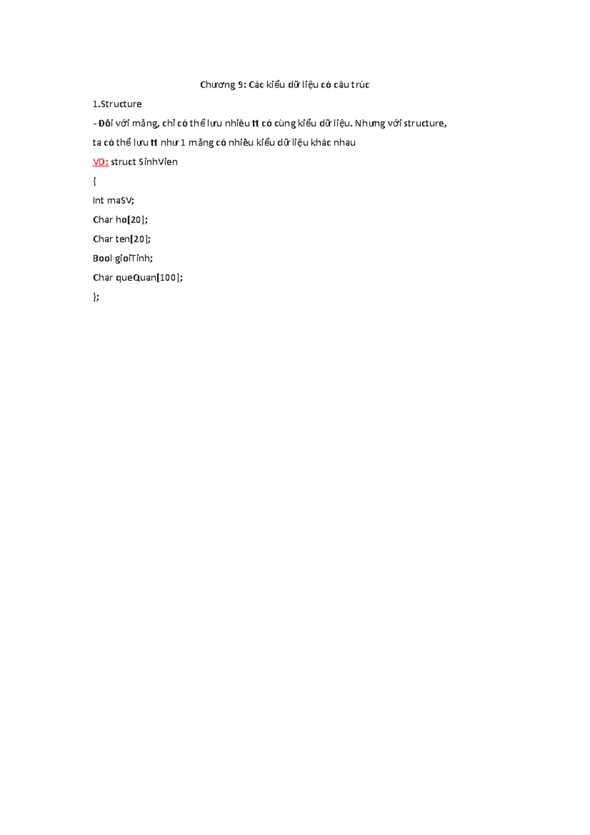 Chương 9 - dsssssssssssssssssssss - Ch ương 9: Các ki u dể ữ li u có cấấu trúcệ 1 Đốấi v i m ng ...