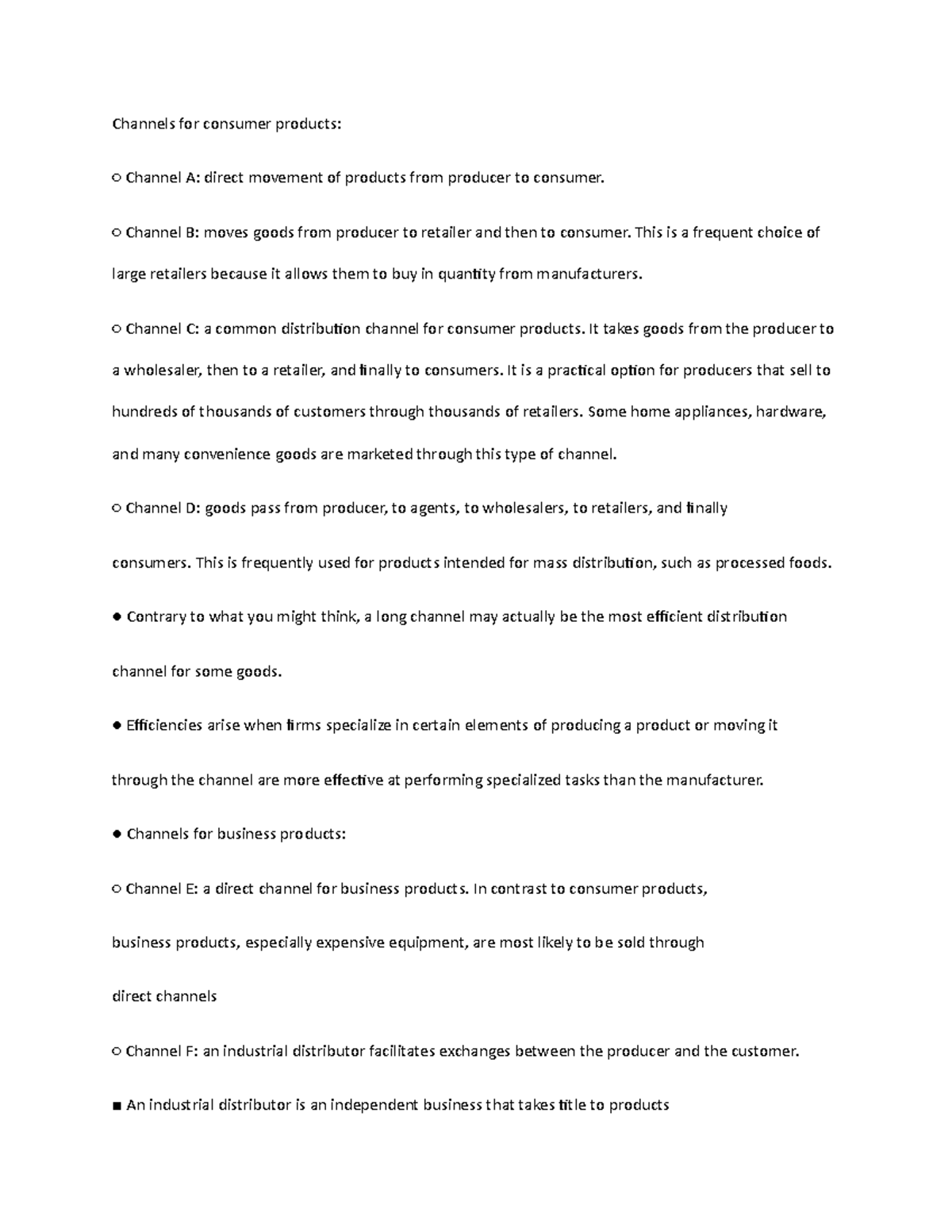 Channels for Consumer and Business Products - Studocu