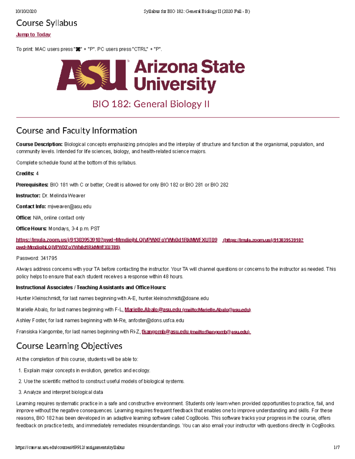 BIO 182 Syllabus - Course Syllabus Jump to Today To print: MAC users ...