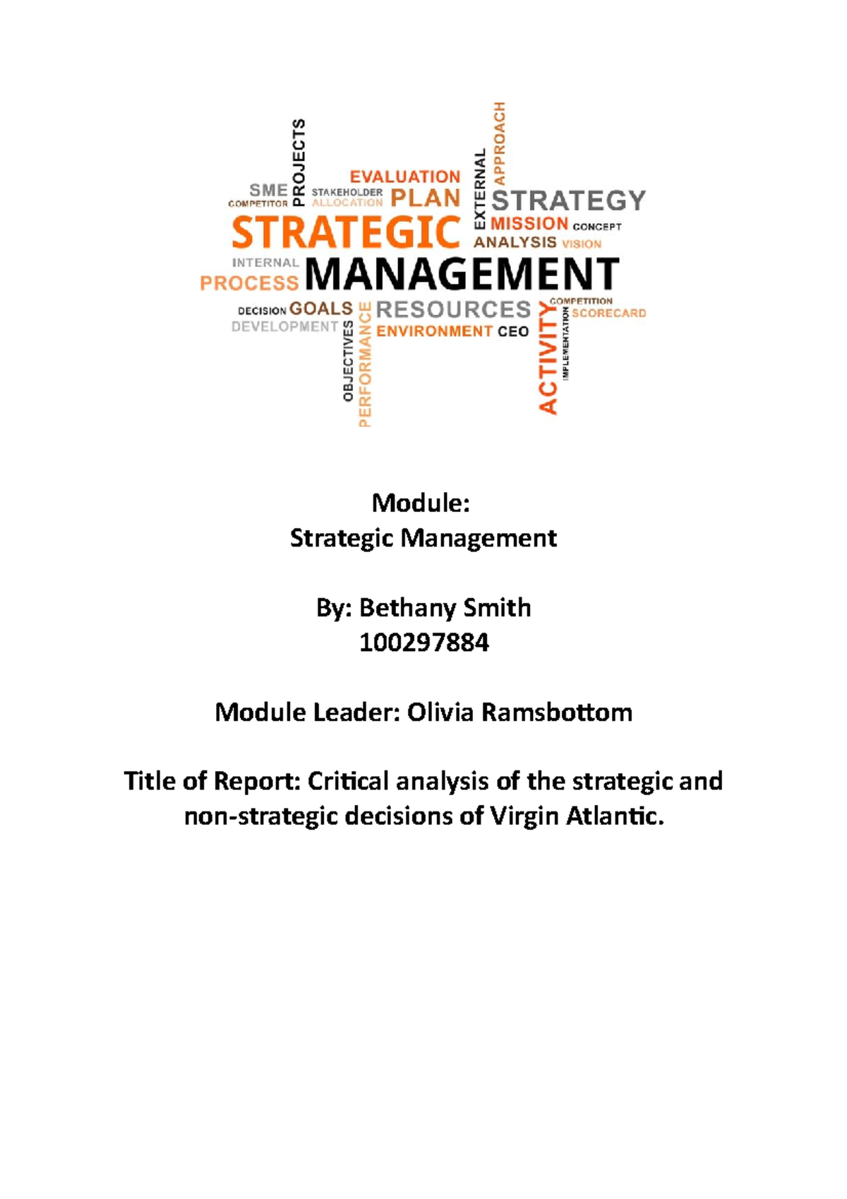 Strategic management - Module: Strategic Management By: Bethany Smith ...