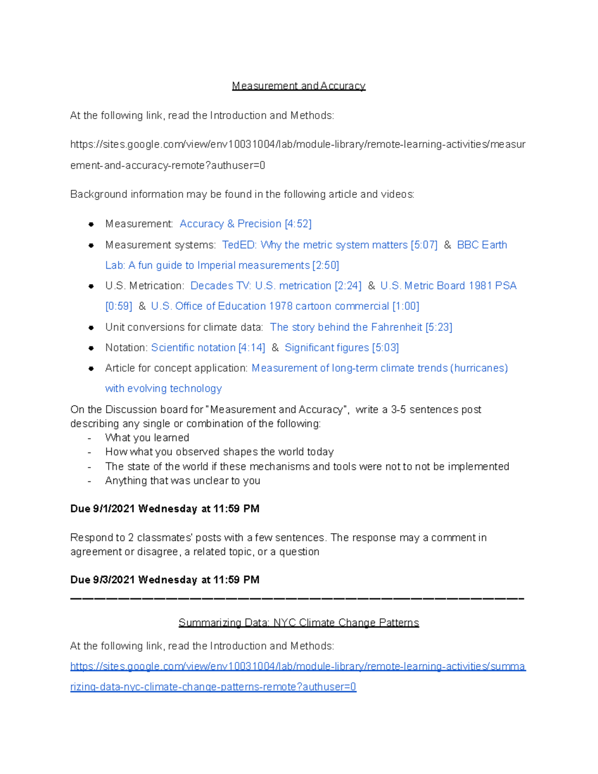 Science Lab Homework 8 30 -9/1 Assignment - Measurement and Accuracy At ...