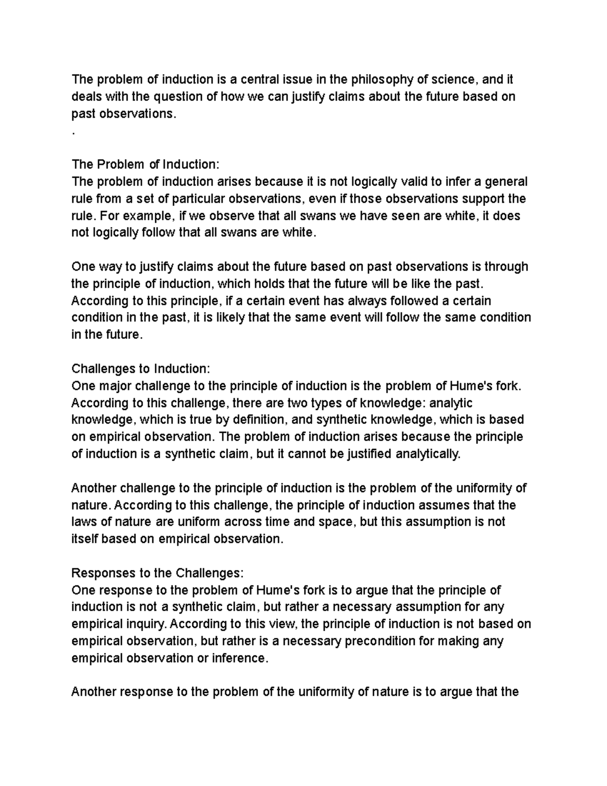 The Problem of Induction - . The Problem of Induction: The problem of ...