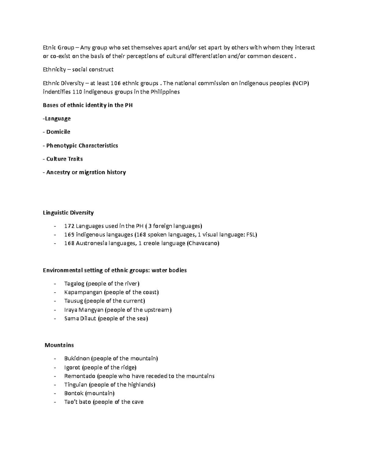 Ethnic Groups - Ethnicity – social construct Ethnic Diversity – at ...