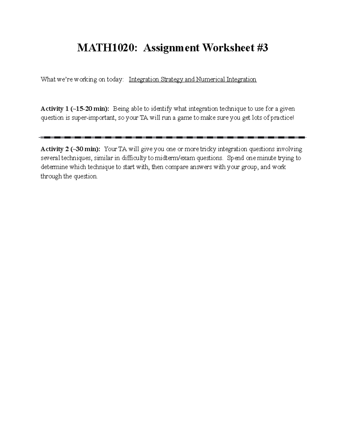 Tutorialworksheet 3NEW - MATH1020: Assignment Worksheet What we’re ...