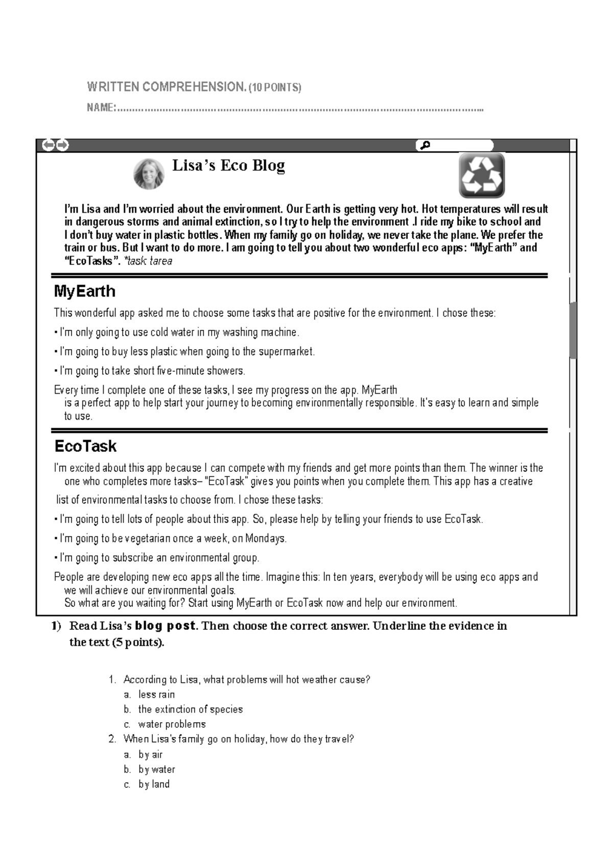Written Comprehension - WRITTEN COMPREHENSION. (10 POINTS) - Studocu