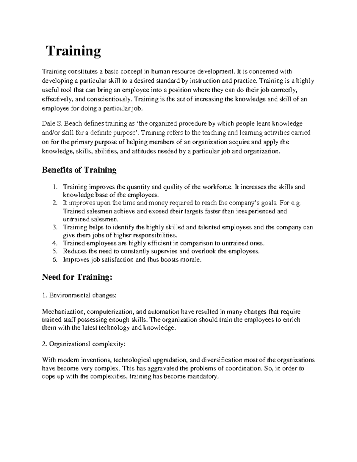 Training - Training Training constitutes a basic concept in human ...