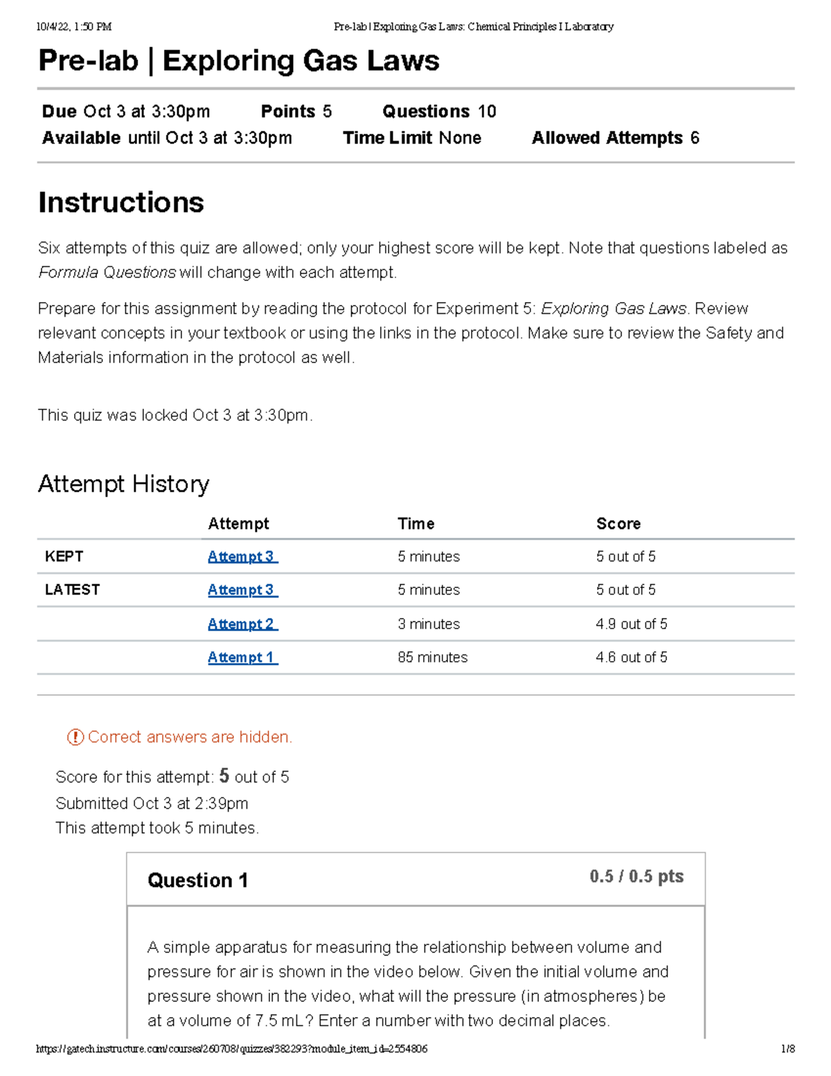 Pre Lab Exploring Gas Laws Chemical Principles I Laboratory Pre Lab