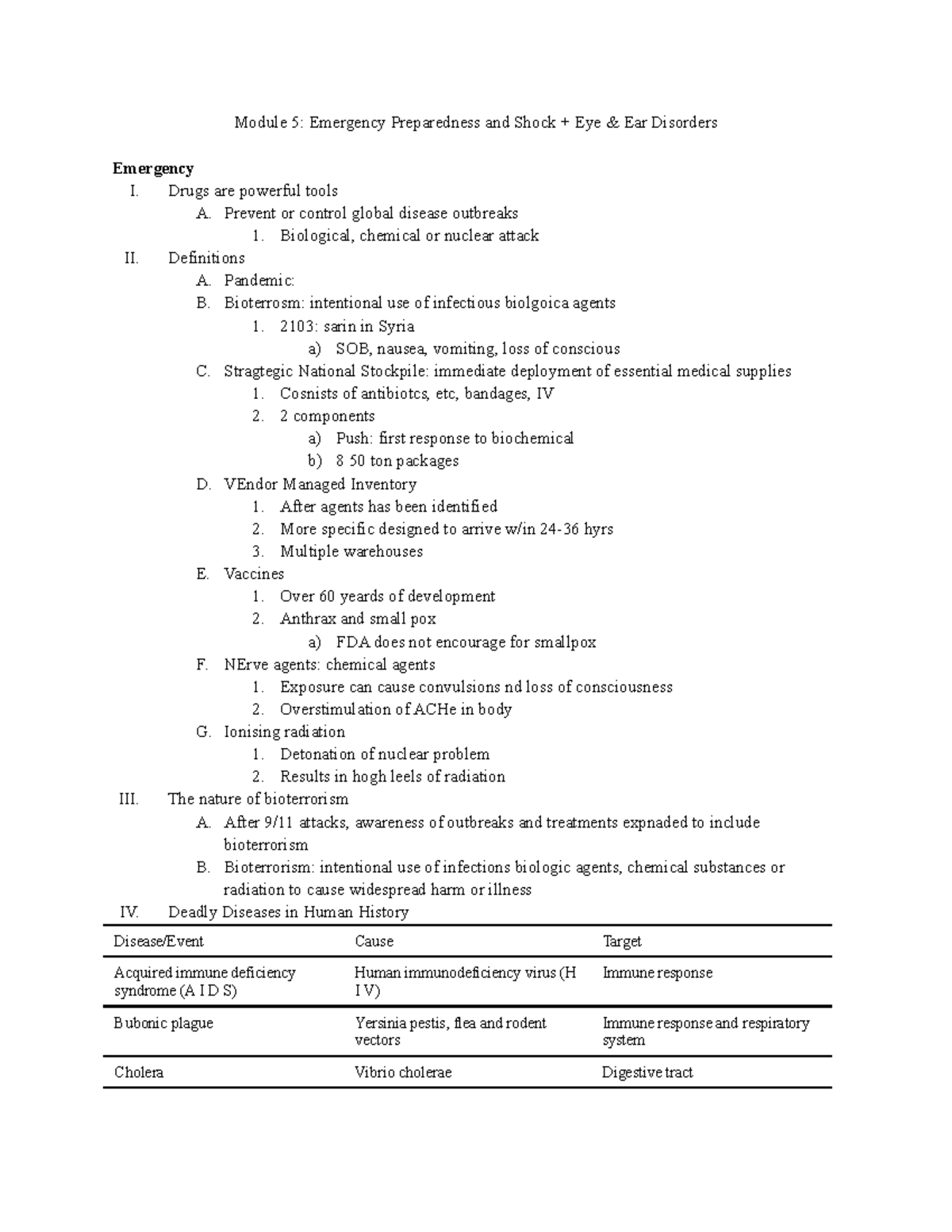 Module 5 Emergency Preparedness and Shock + Eye Ear Disorders - Module ...