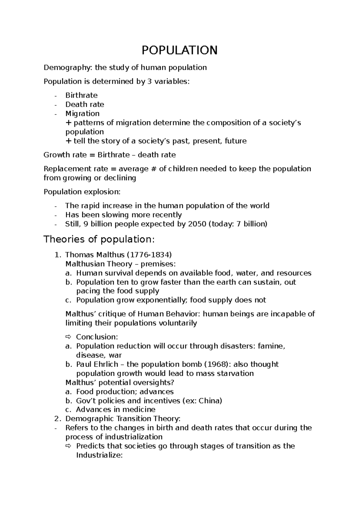 Population Problem - POPULATION Demography: the study of human ...