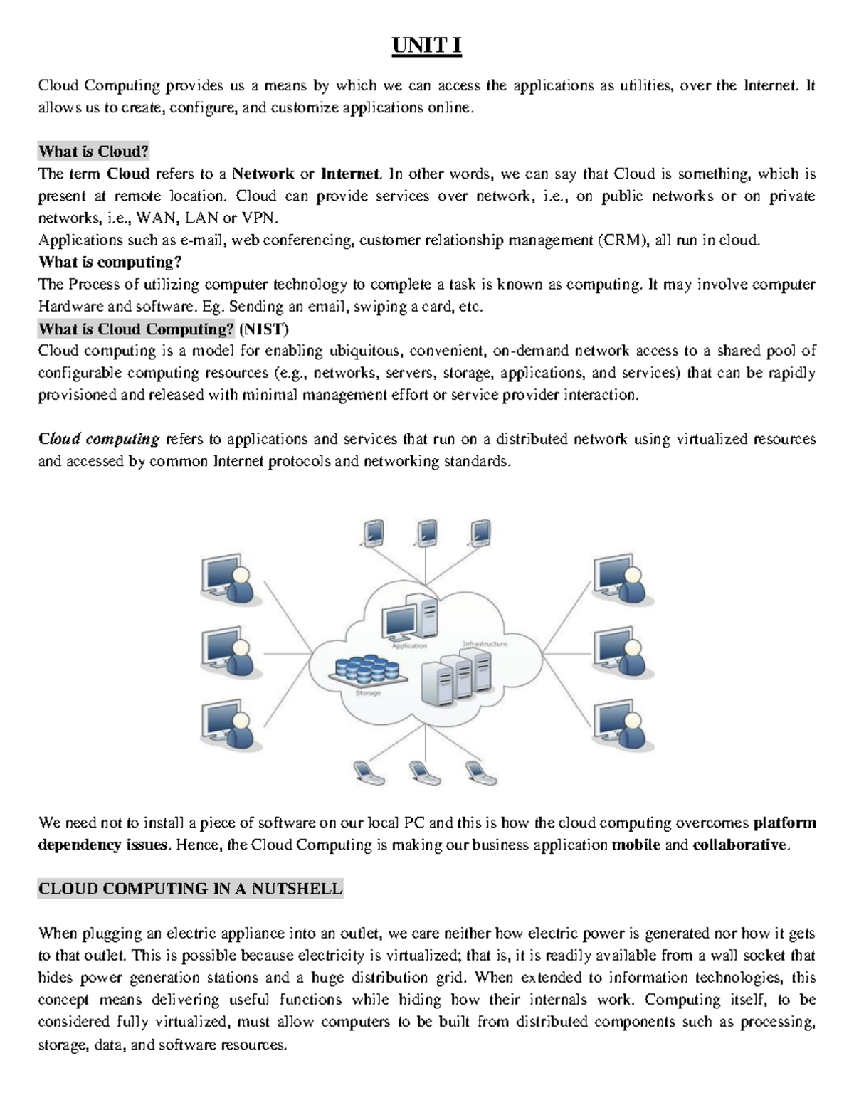 CC UNIT-I - Cloud Computing Notes - UNIT I Cloud Computing provides us ...